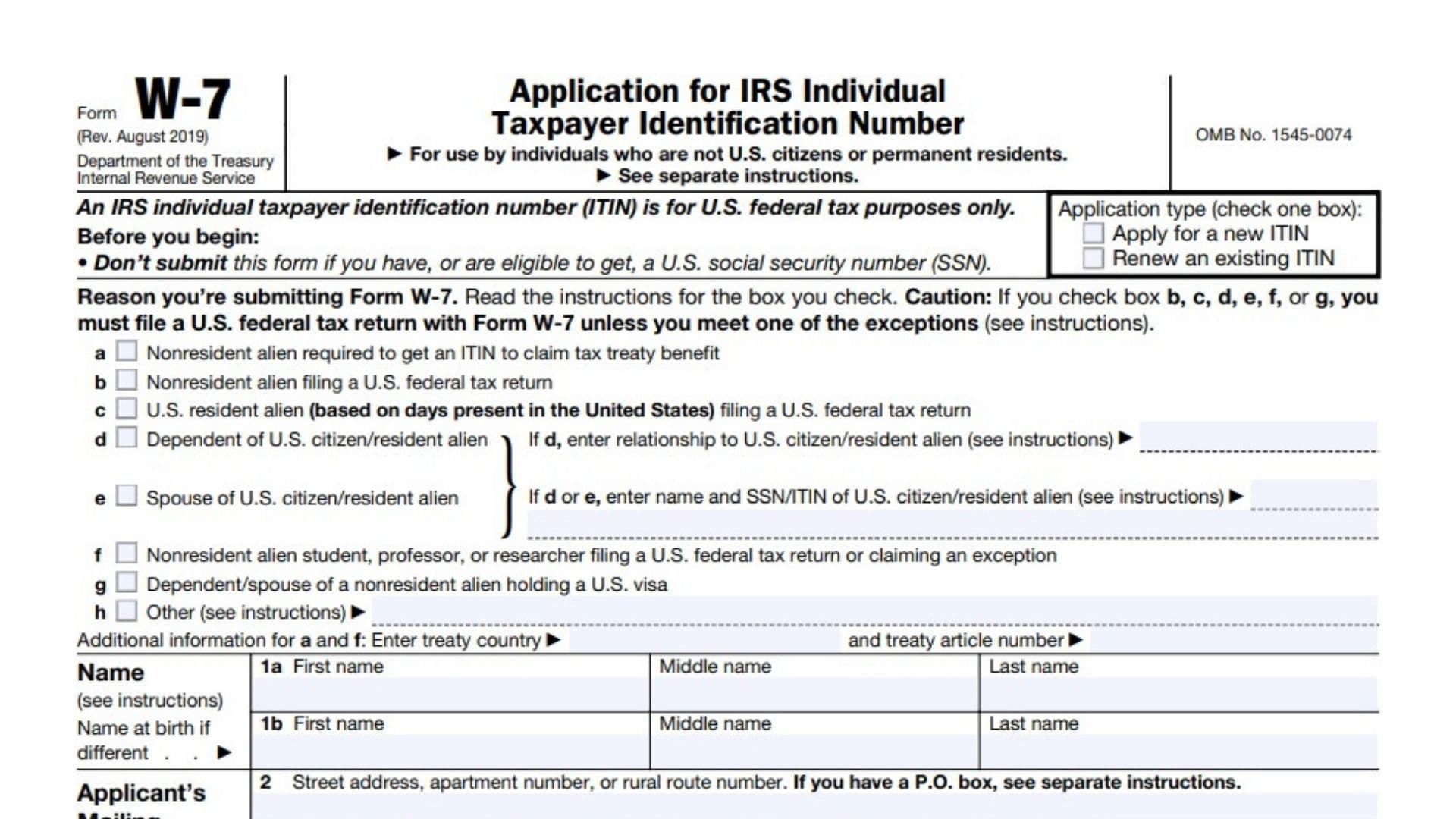 Where to Mail W7 Application? - TaxGoo