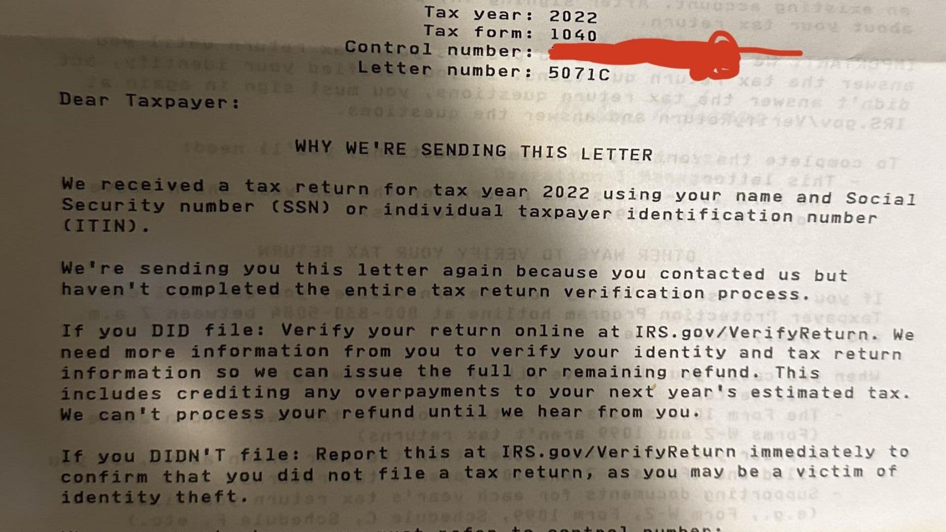 Where Do I Enter Control Number for ID Verification? - TaxGoo
