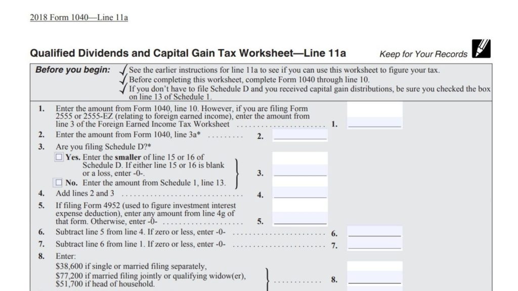 Qualified Dividends and Capital Gain Tax Worksheet 2025 - 2026 - TaxGoo
