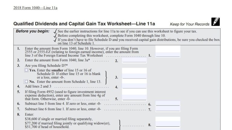 Qualified Dividends and Capital Gain Tax Worksheet 2025 - 2026 - TaxGoo
